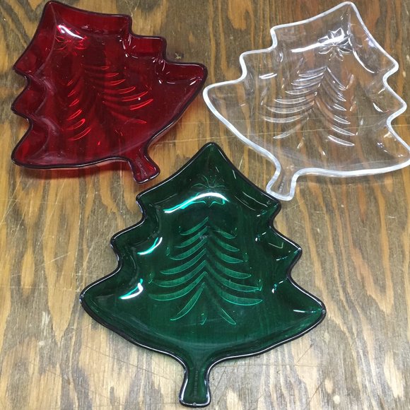 Holiday | Vintage Three Small Hard Plastic Tree Shaped Candy Nut Dish ...